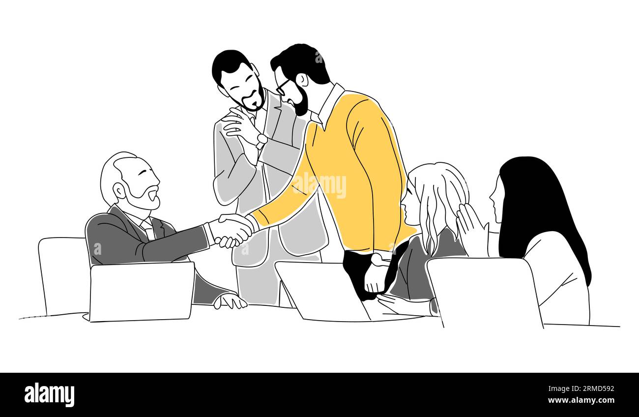 Business team members working together vector art Stock Vector Image ...