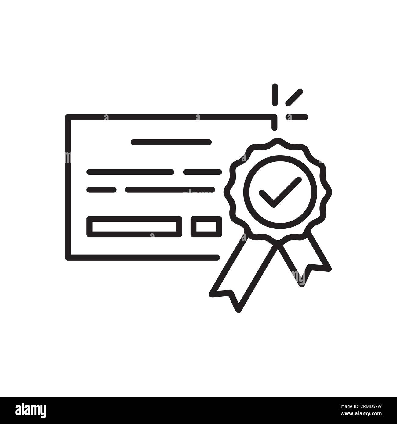 thin line certificate or license like qualification icon. linear modern ...
