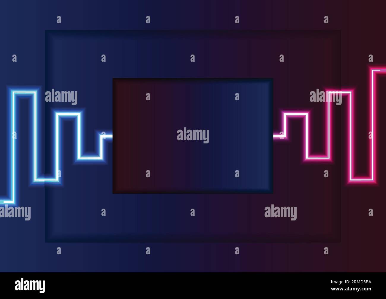 Blue and ultraviolet neon laser lines abstract geometric background ...