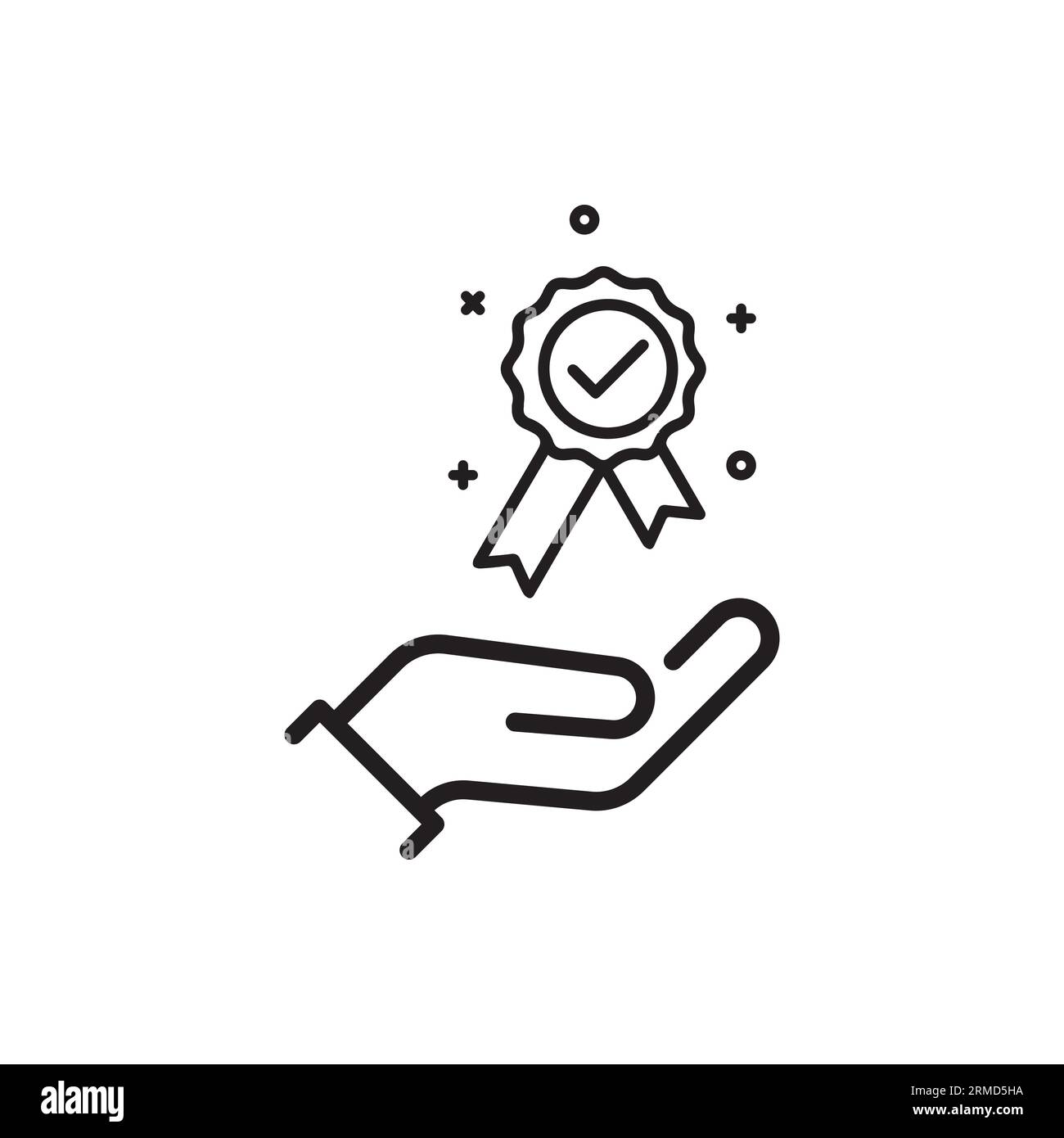 thin line hand holding warranty certify icon. linear flat trend modern ...