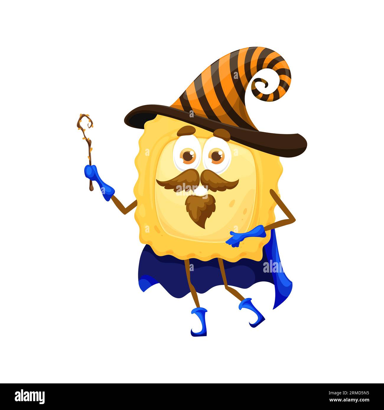 Cartoon Halloween italian pasta wizard character. Isolated vector ...