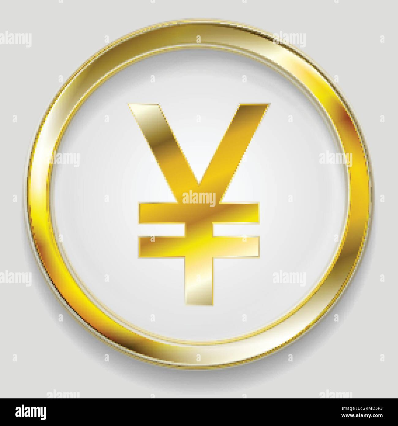 Concept golden yuan symbol logo in round button. Vector background ...