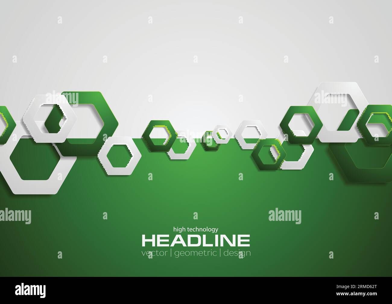 Contrast green and grey tech background with hexagons. Vector ...