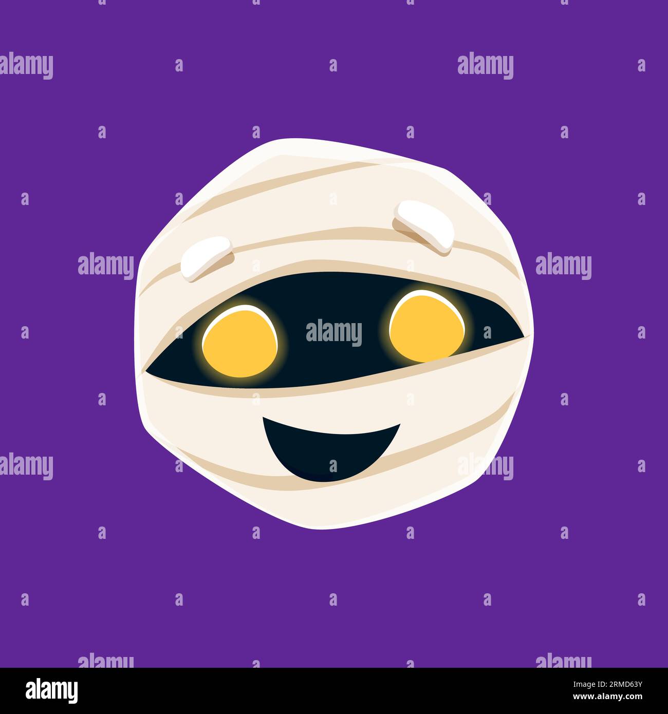 Cartoon Halloween mummy emoji character. Isolated vector cute emoticon ...