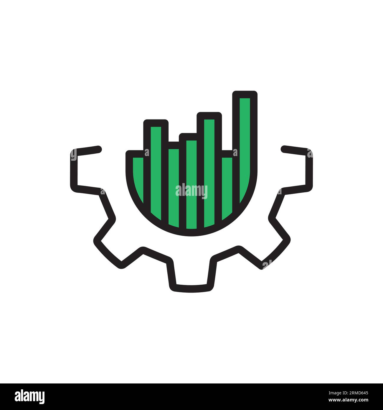 tech growth icon with linear gear with graph. linear style trend modern ...