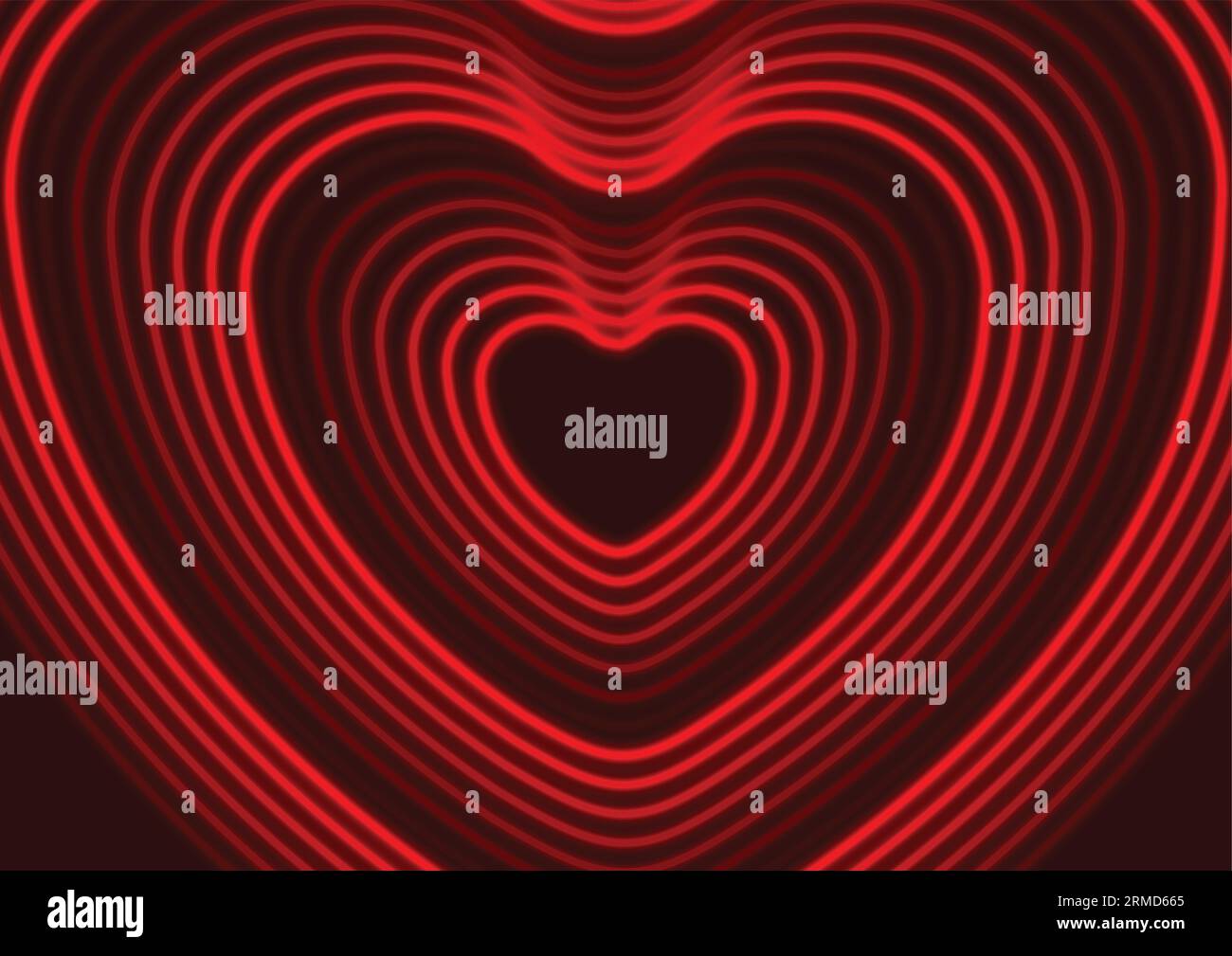 Neon red glowing laser heart shape abstract background. St Valentines ...
