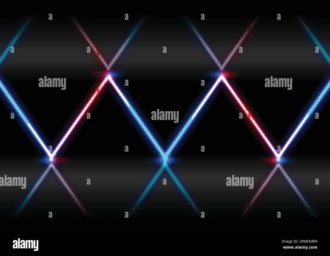 Blue and red neon laser glowing rays with reflection, abstract modern ...