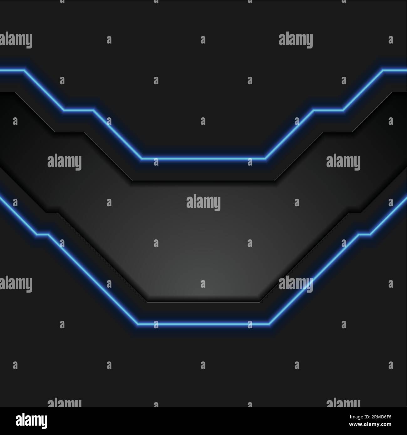 Black abstract technology background with blue neon lines. Vector ...