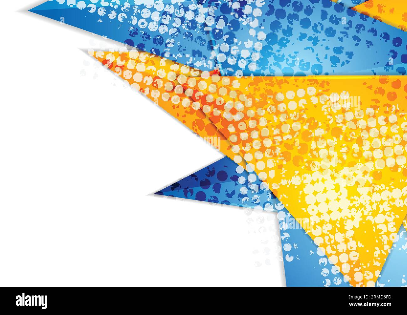 Bright triangles with grunge halftone texture abstract background ...