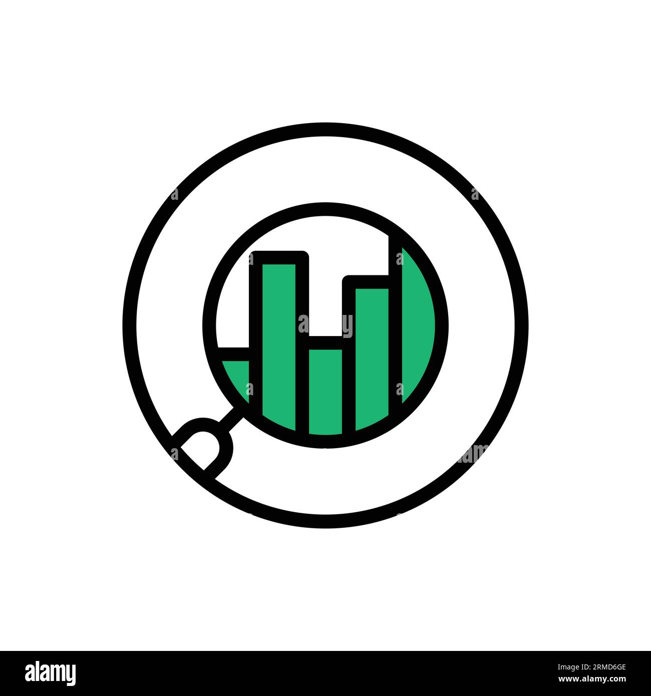 good financial growth with magnifier round icon. outline simple trend ...