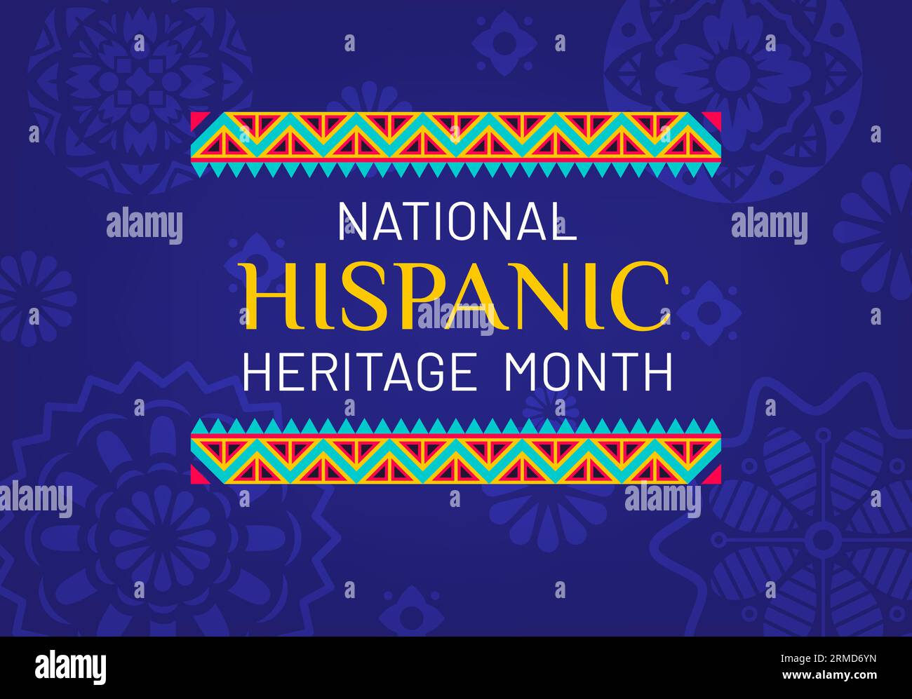 National Hispanic heritage month poster with ethnic pattern ornament of ...