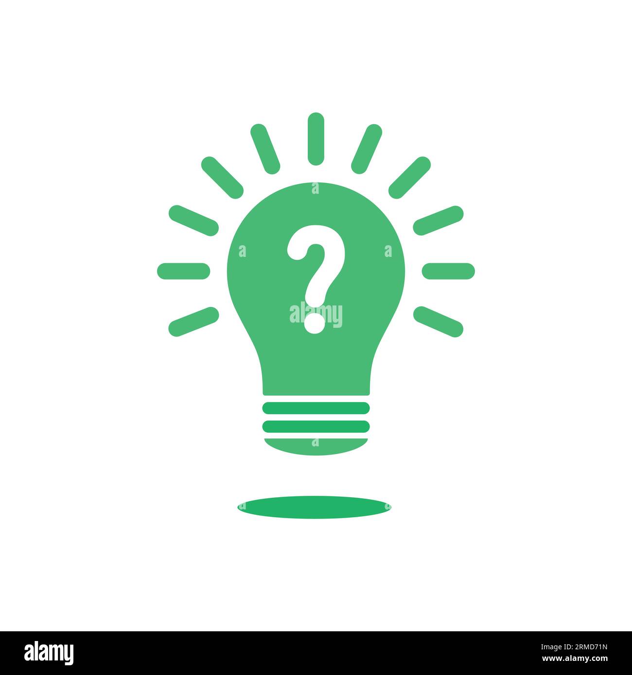 question mark on green light bulb like quiz icon. concept of expert pictogram or visionary ...