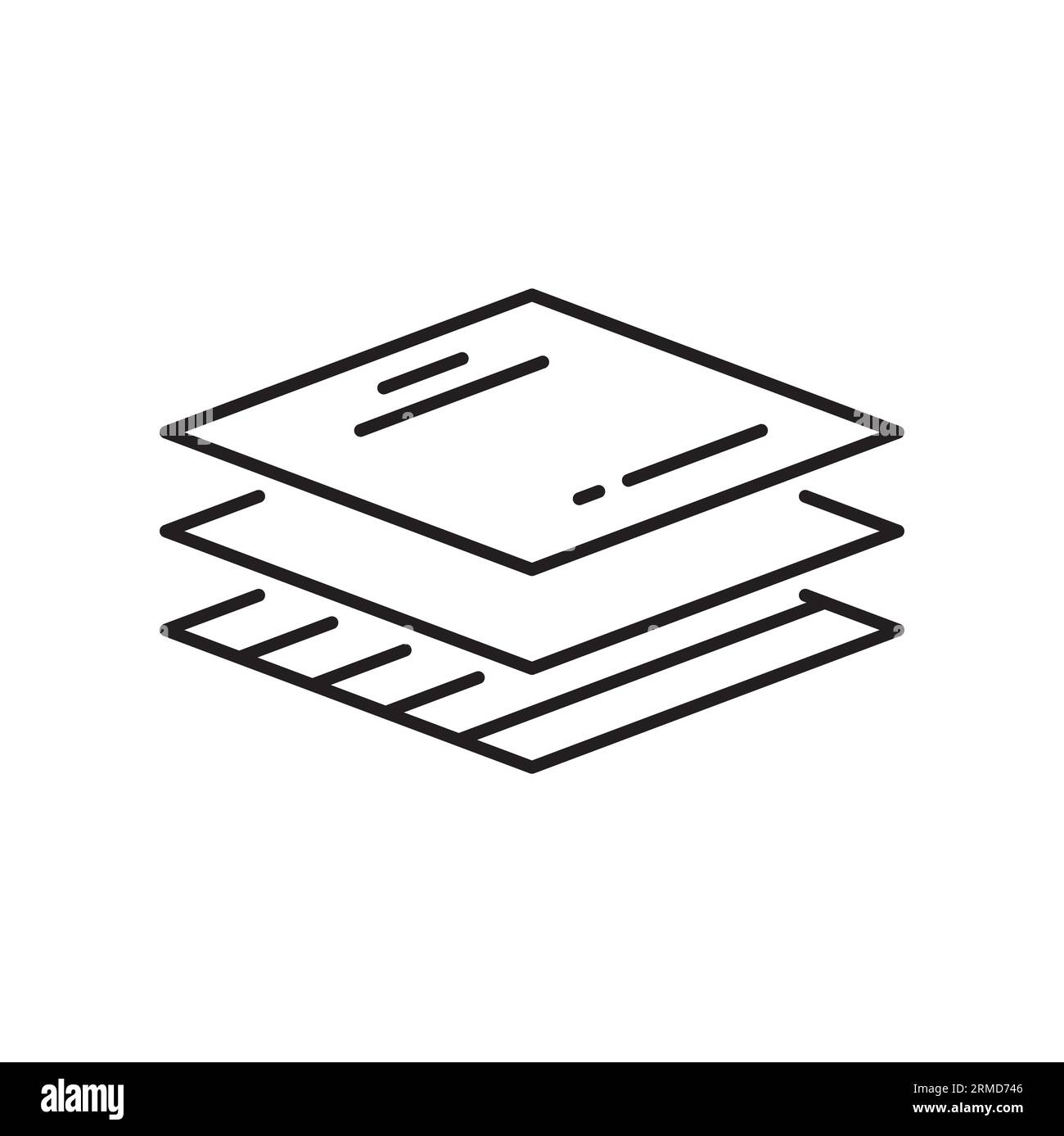 Material layer icon, liquid resistant surface, layers of paper, fabric ...
