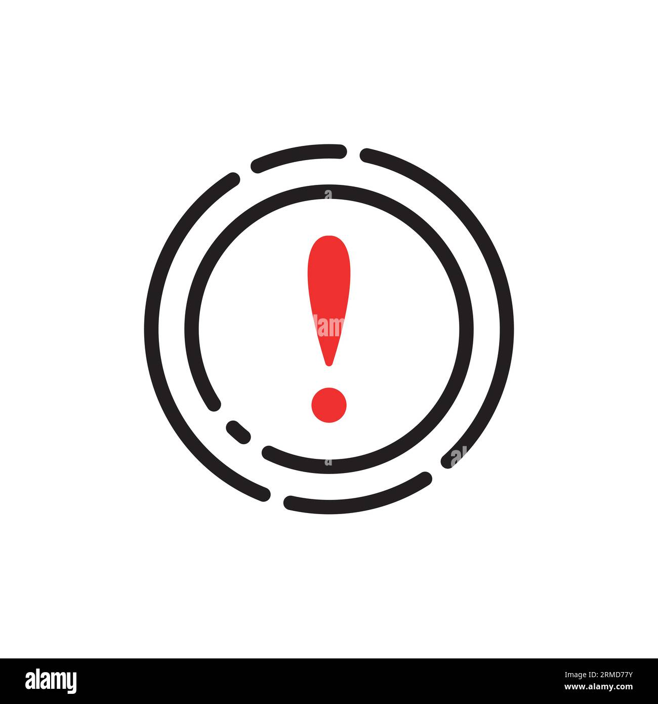 round icon with red exclamation point. flat linear style trend modern ...