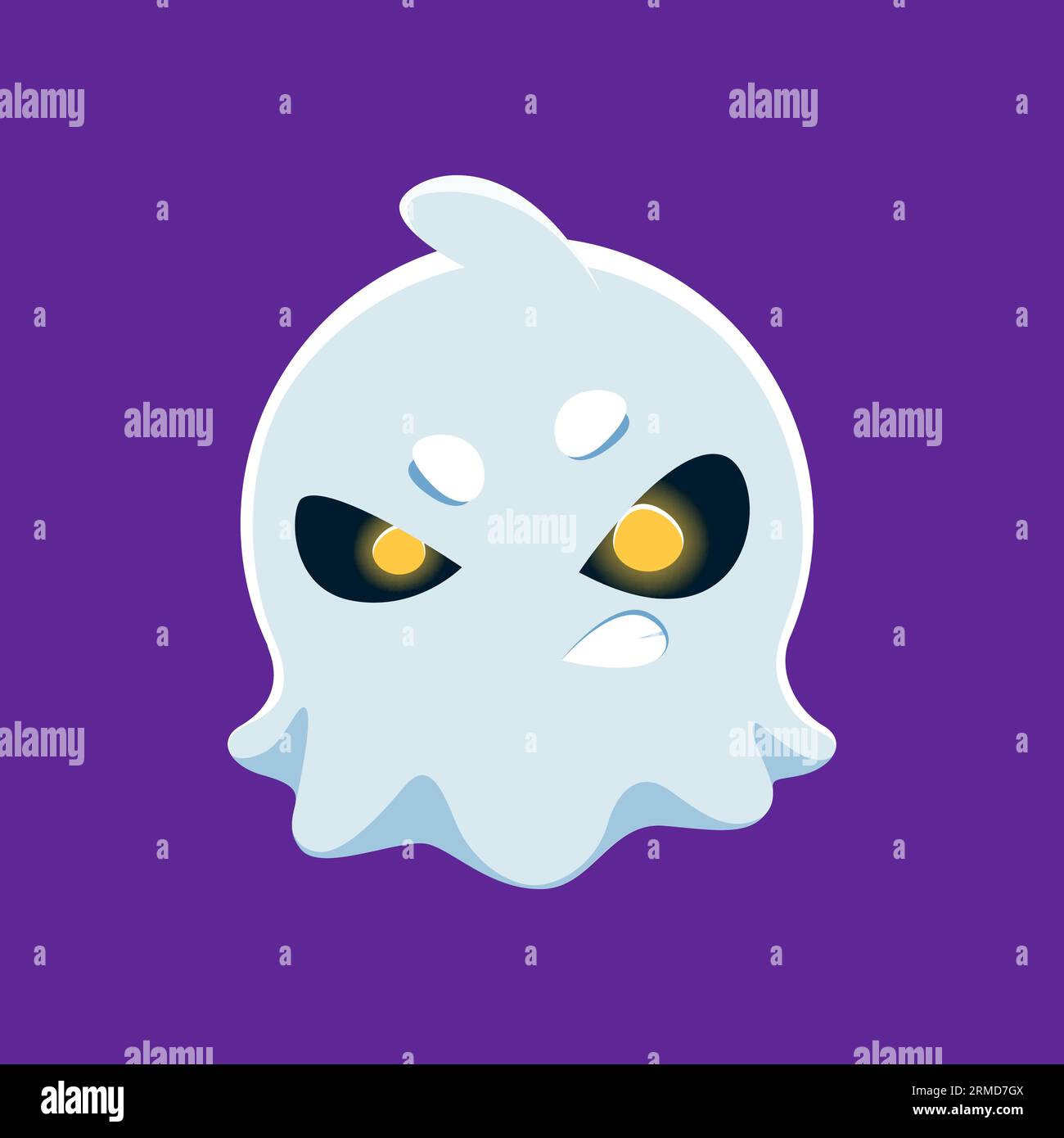 Cartoon halloween emoji character. Vector spooky ghost with an angry ...