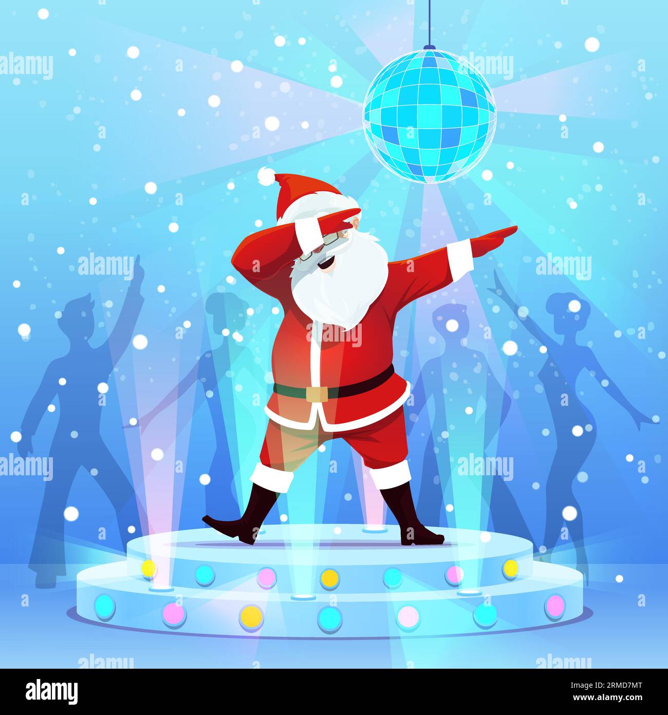 Cartoon Santa character dab dance on Christmas party in club, vector ...