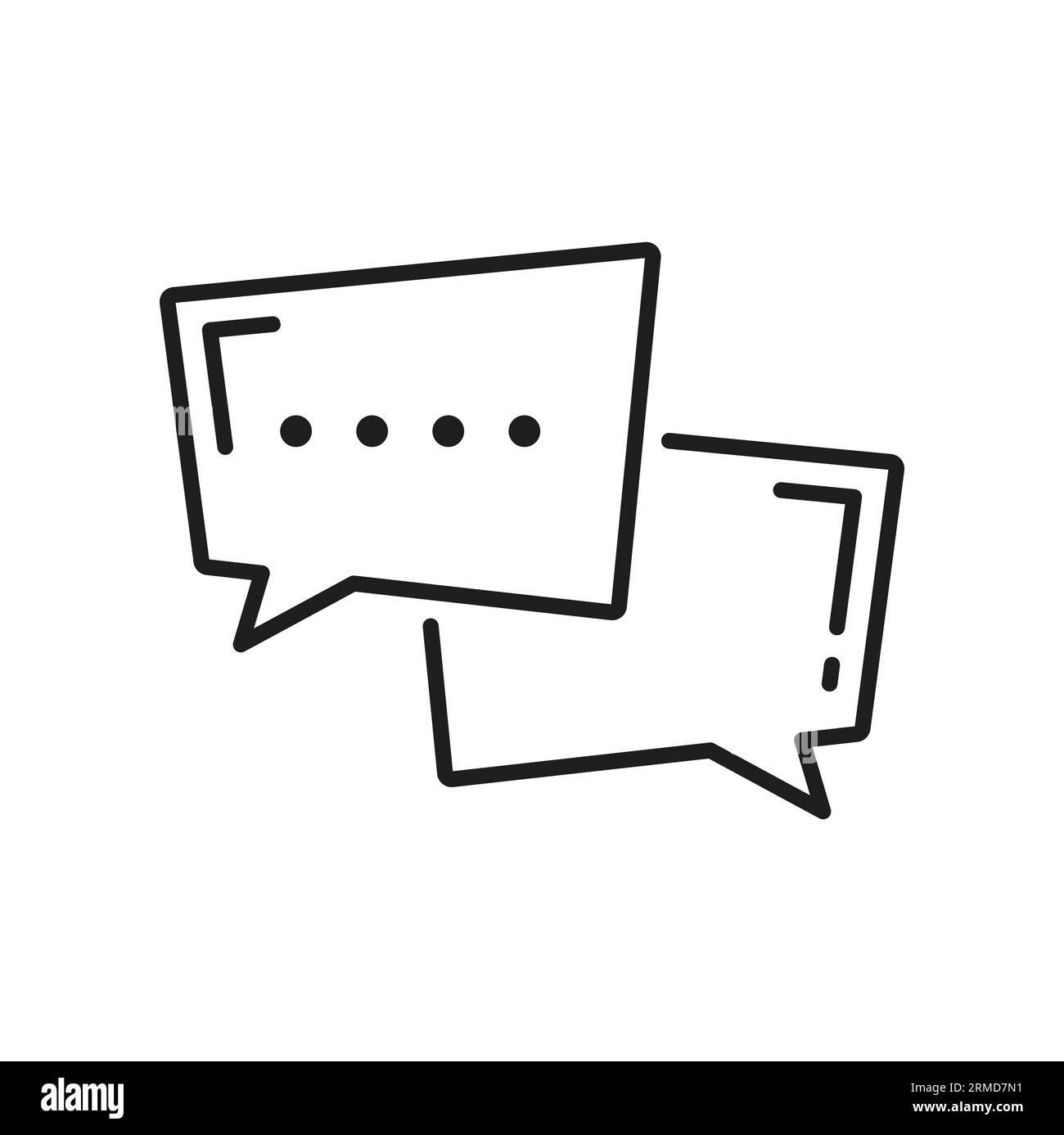 Speak dialogue balloons isolated outline square shape boxes thin line ...