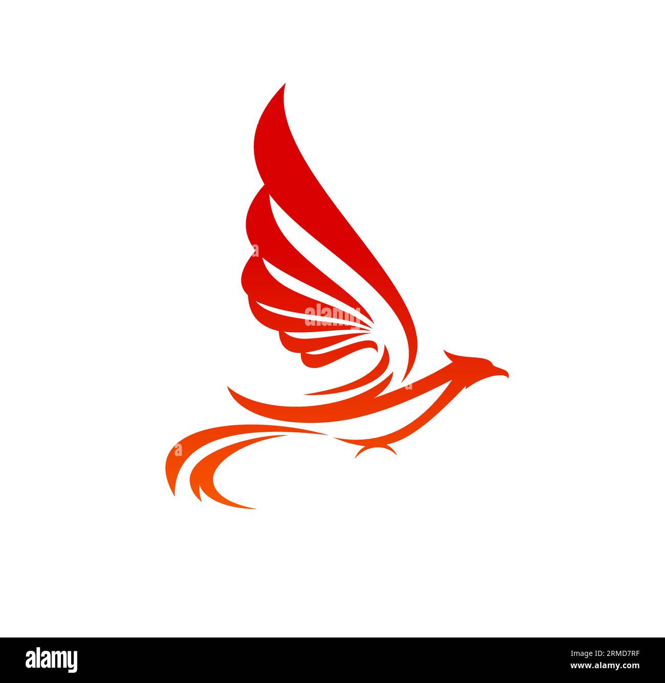Phoenix, flying fiery bird icon. Magic bird, flaming animal or fantasy ...