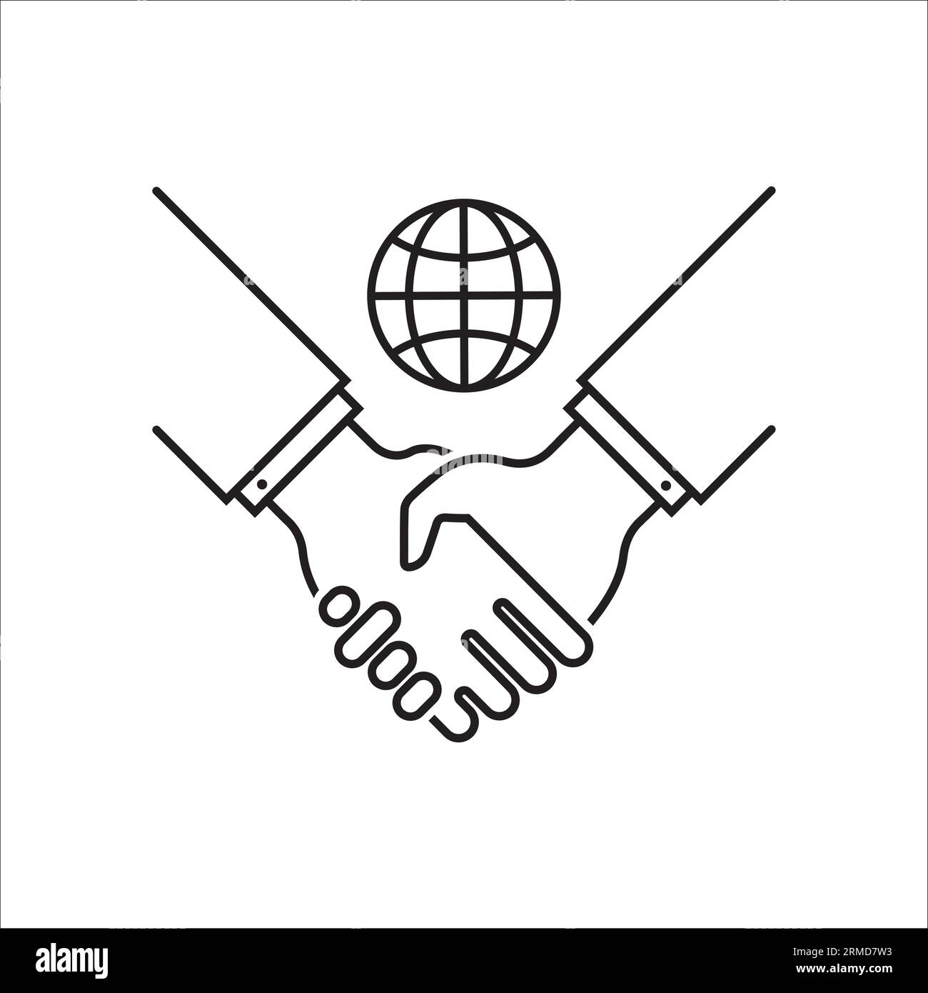 international partnership with handshake. simple thin linear style ...