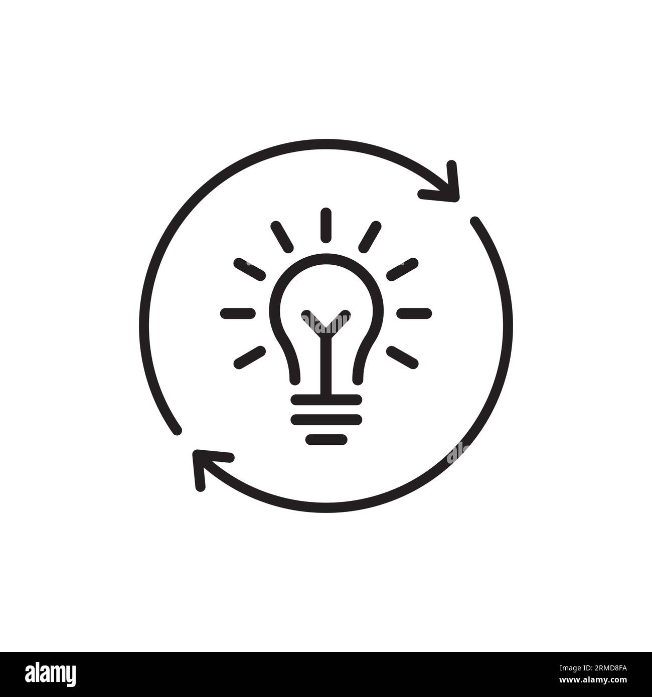 thin line light bulb and arrow like innovation. linear simple renewable ...