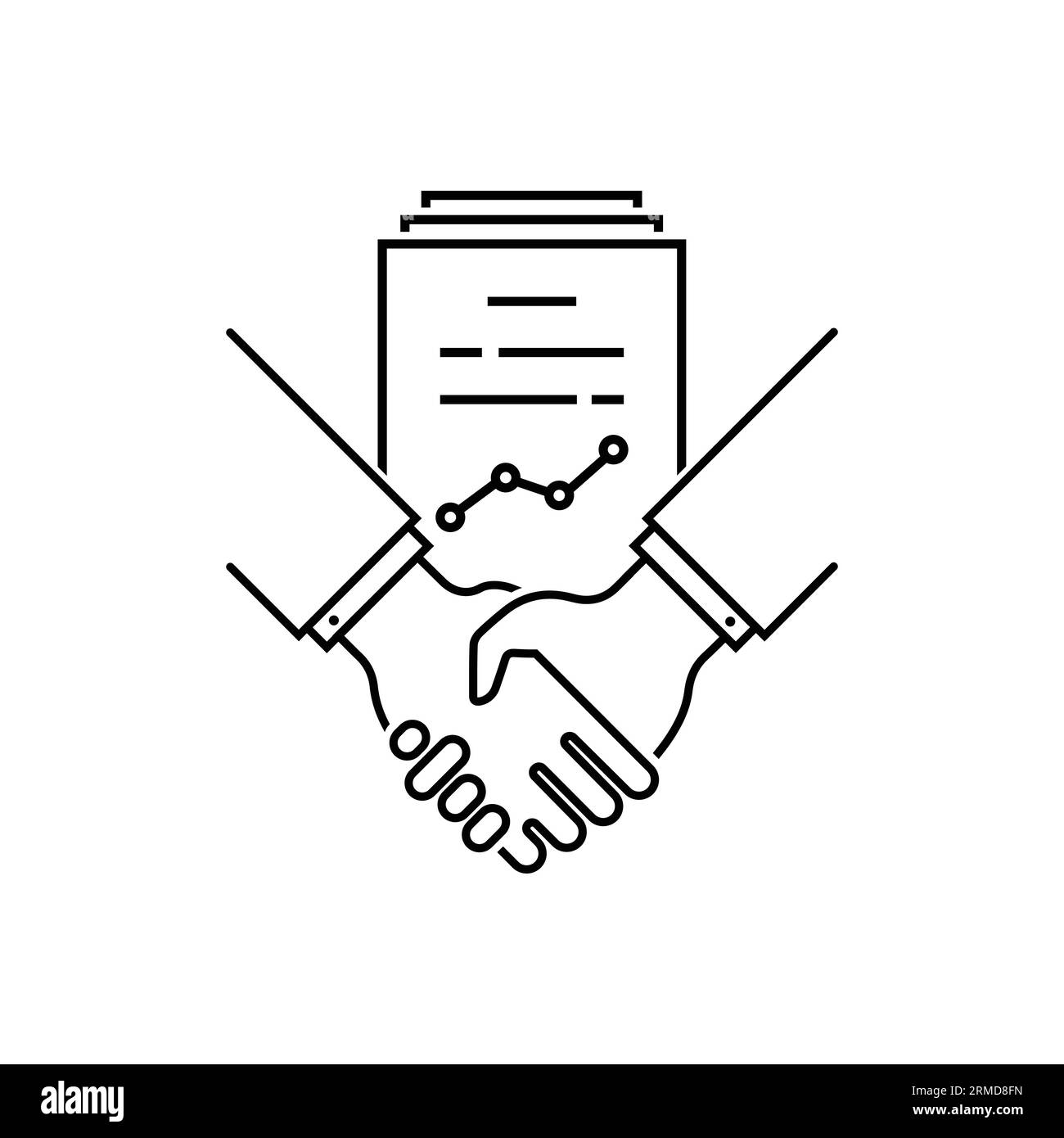 good deal with thin line handshake. flat stroke modern outline ...