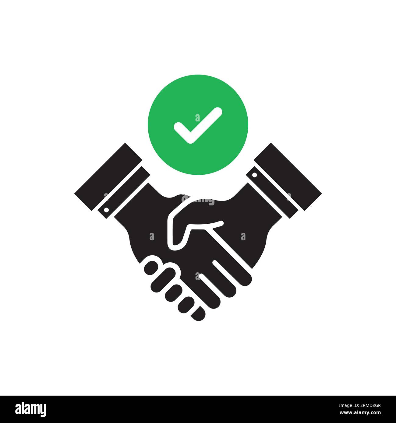 commitment with black handshake or shakehand icon. flat simple style ...