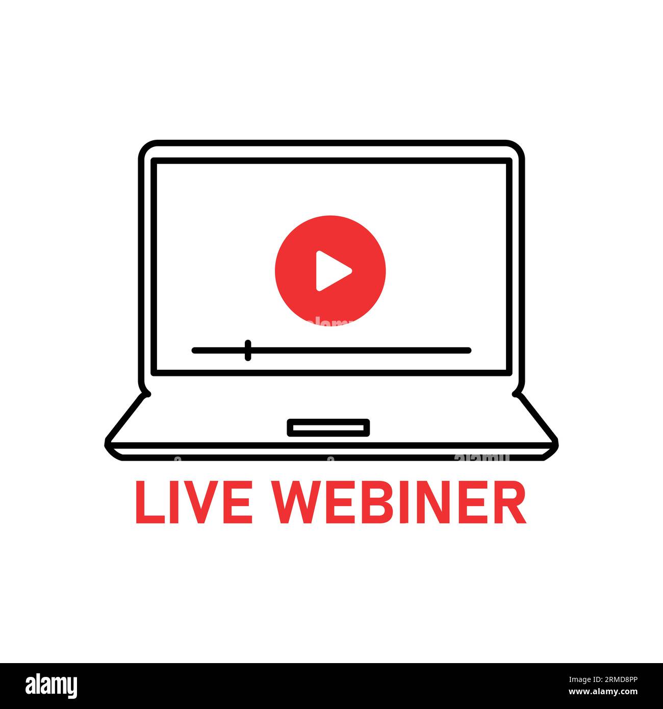live webinar icon with black thin line laptop. flat outline style trend ...