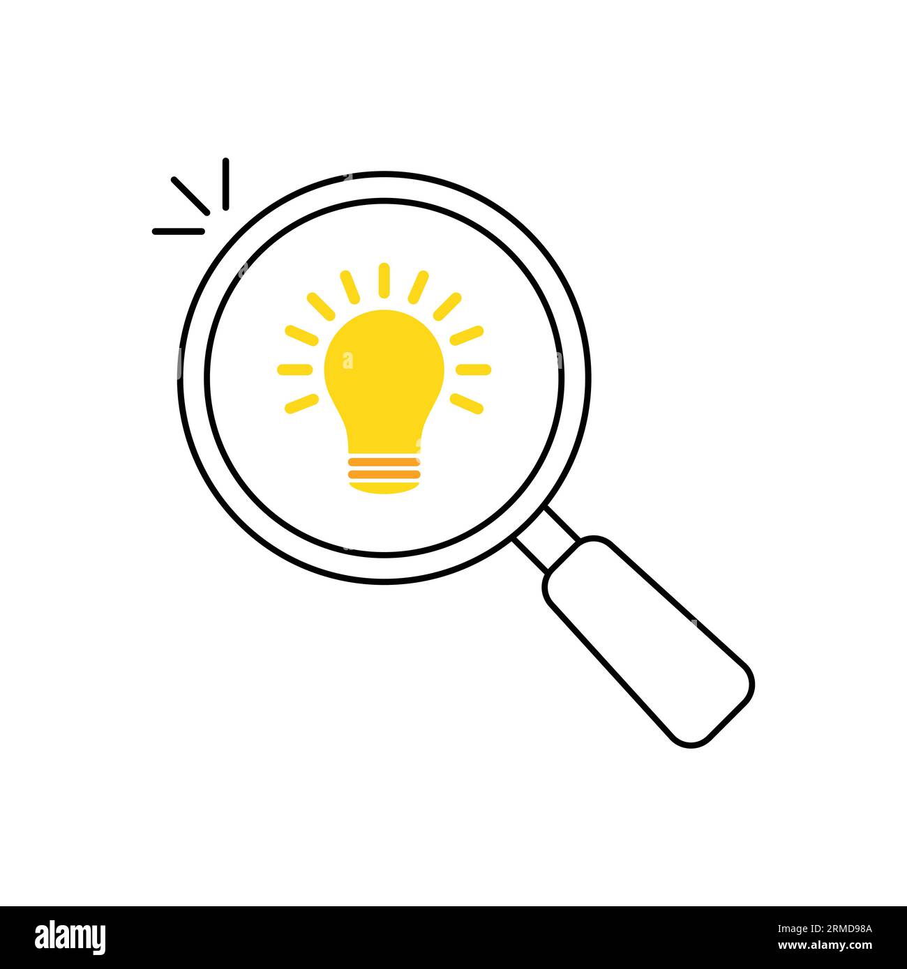 finding ideas icon with thin line magnifier. concept of suggest ...