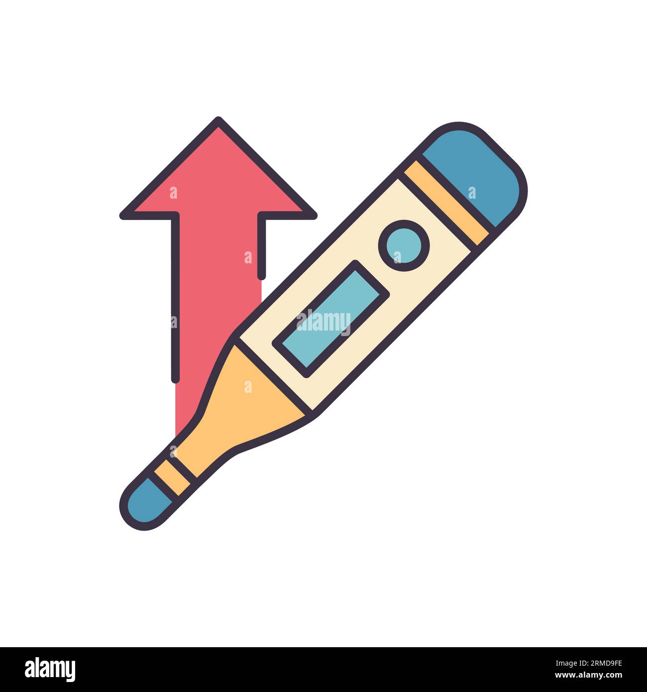 Electronic Thermometer with high temperature icon Stock Vector Image ...