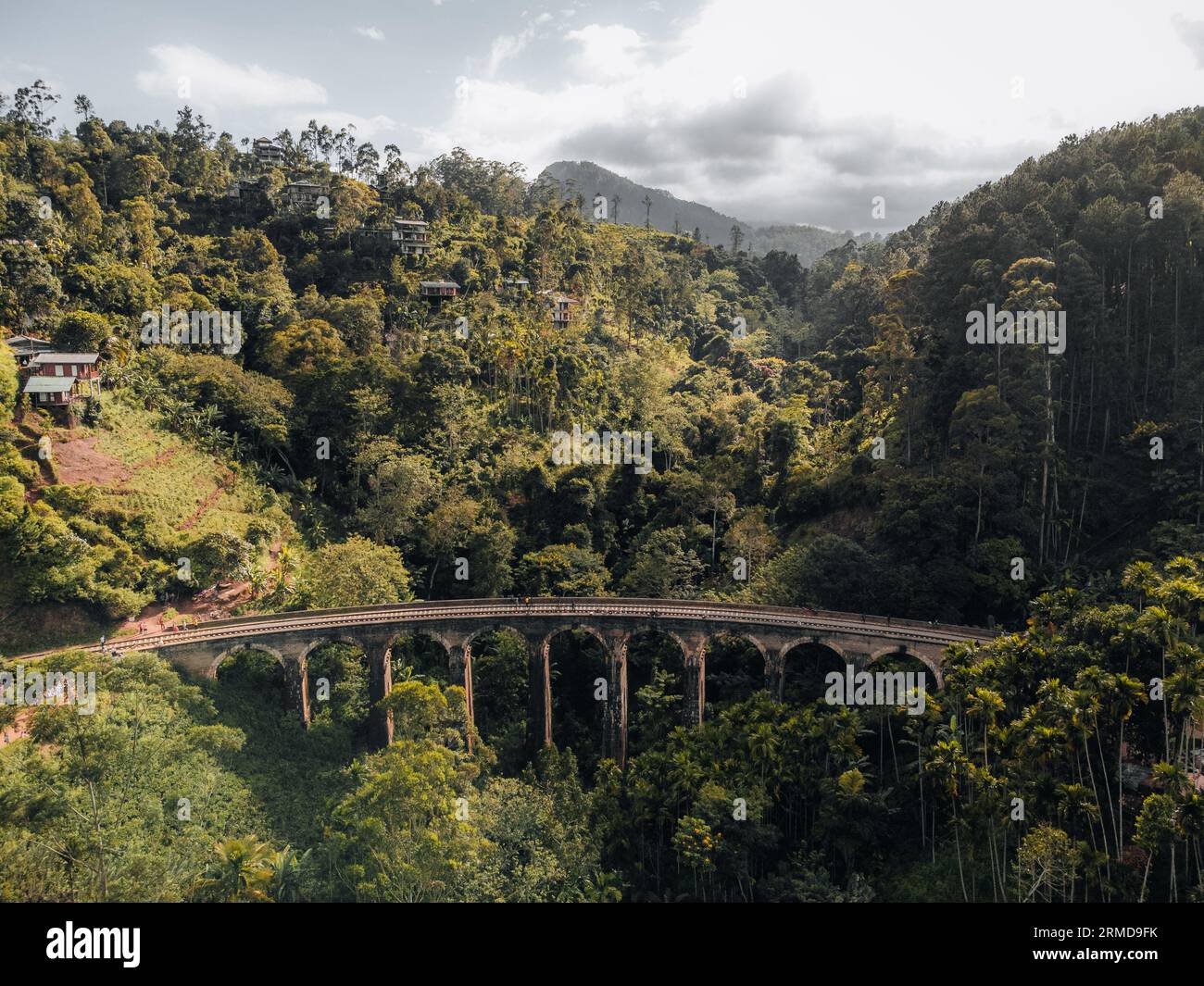 Aerial Photo of Nine Arch Bridge in Ella, famous train journey in Sri ...