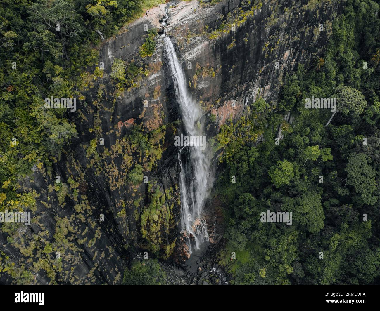 Aerial Photo of Diyaluma falls Waterfall in jungle of Ella Sri Lanka ...