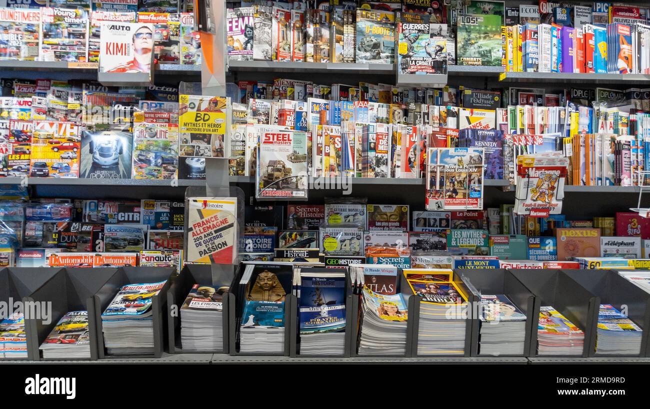 Bordeaux , France - 08 22 2023 : french press store interior magazines ...