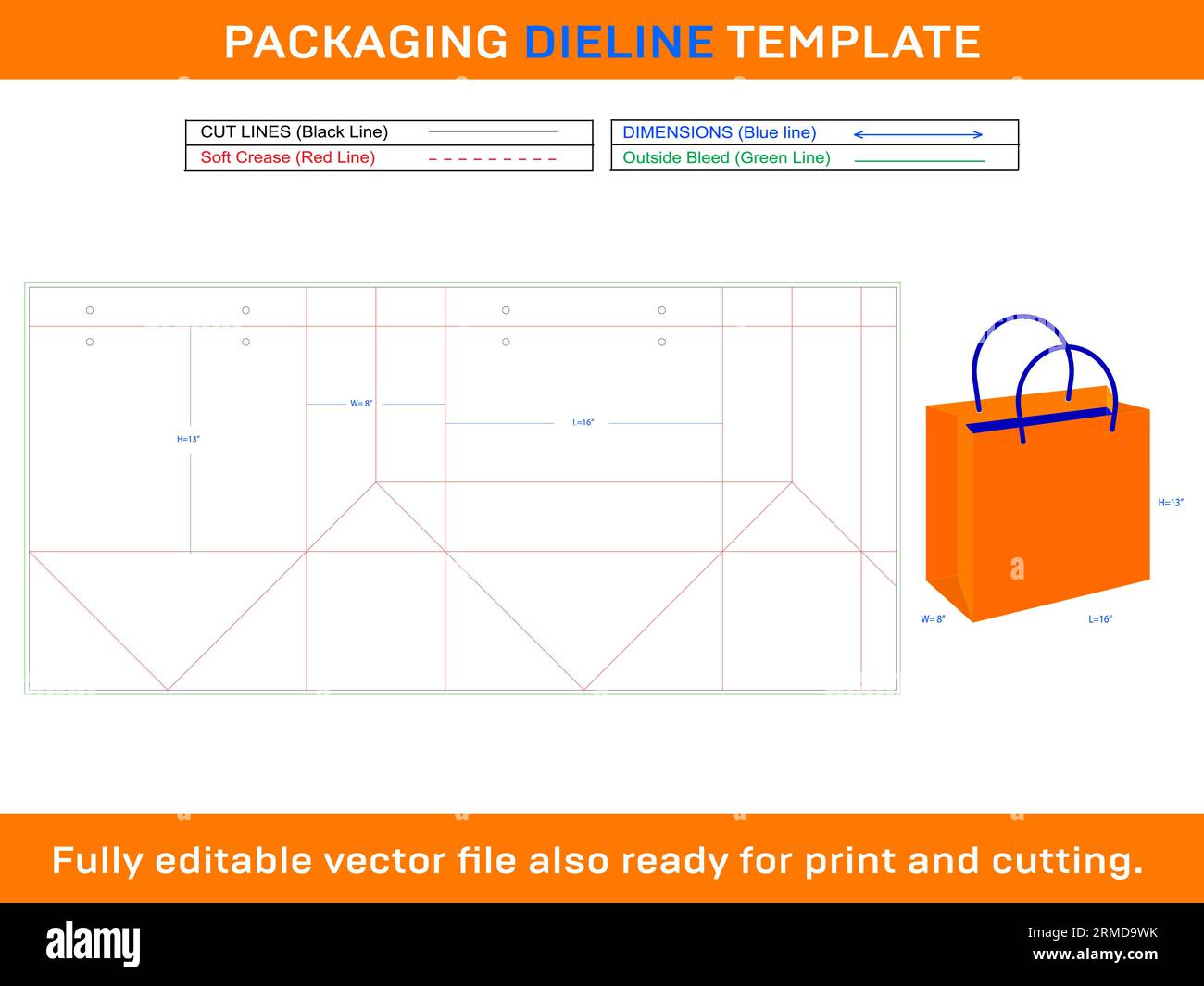 Shopping bag Packaging Die line Template Stock Vector Image & Art - Alamy