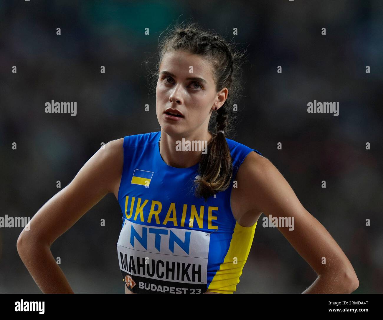Budapest,HUN, 27 Aug 2023 High Jump Gold Medal winner Yaroslavl Mahuchikh (UKR) in action during ...