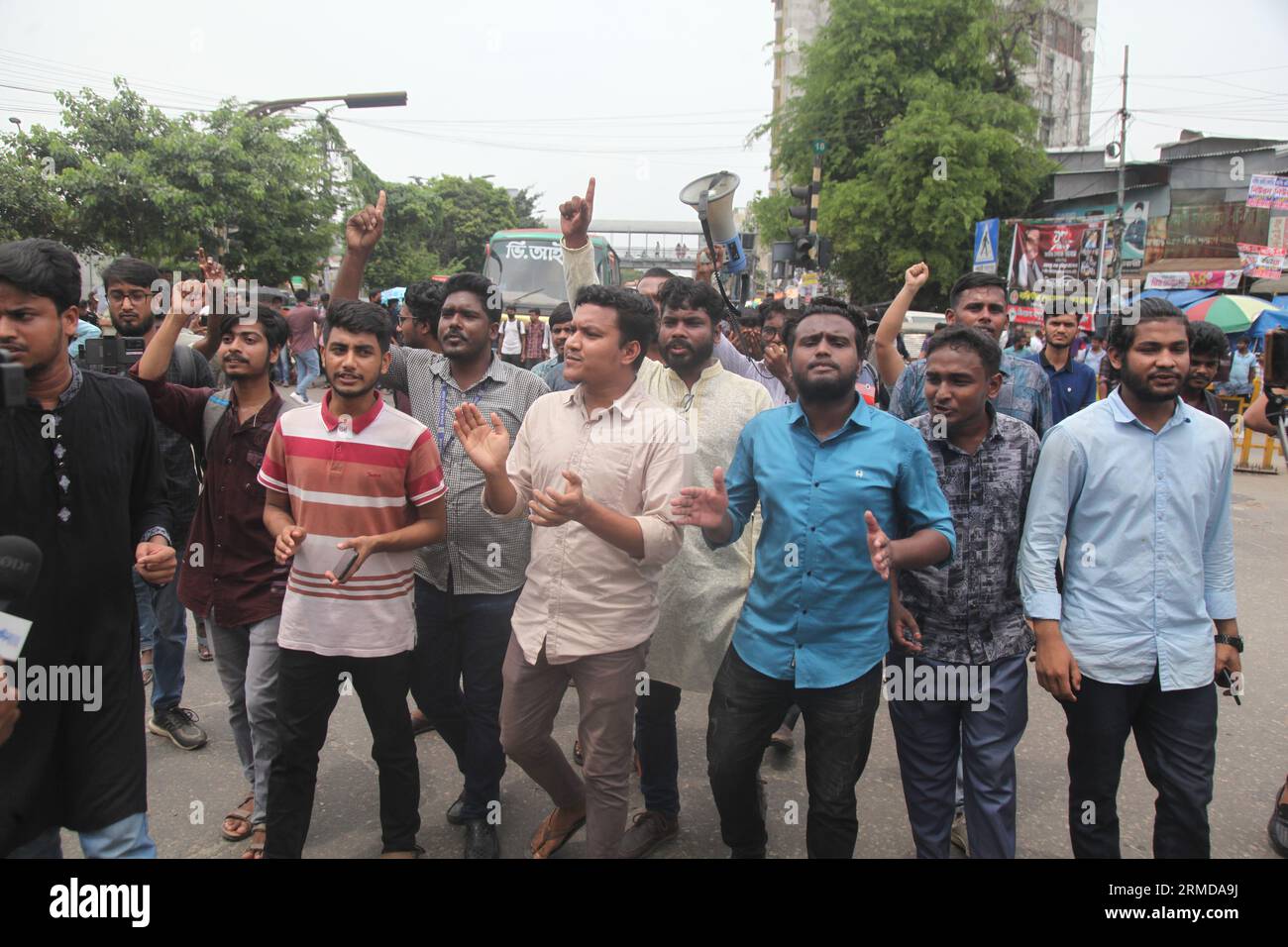 Dhaka, Bangladesh. August 27, 2023. Students of seven colleges ...