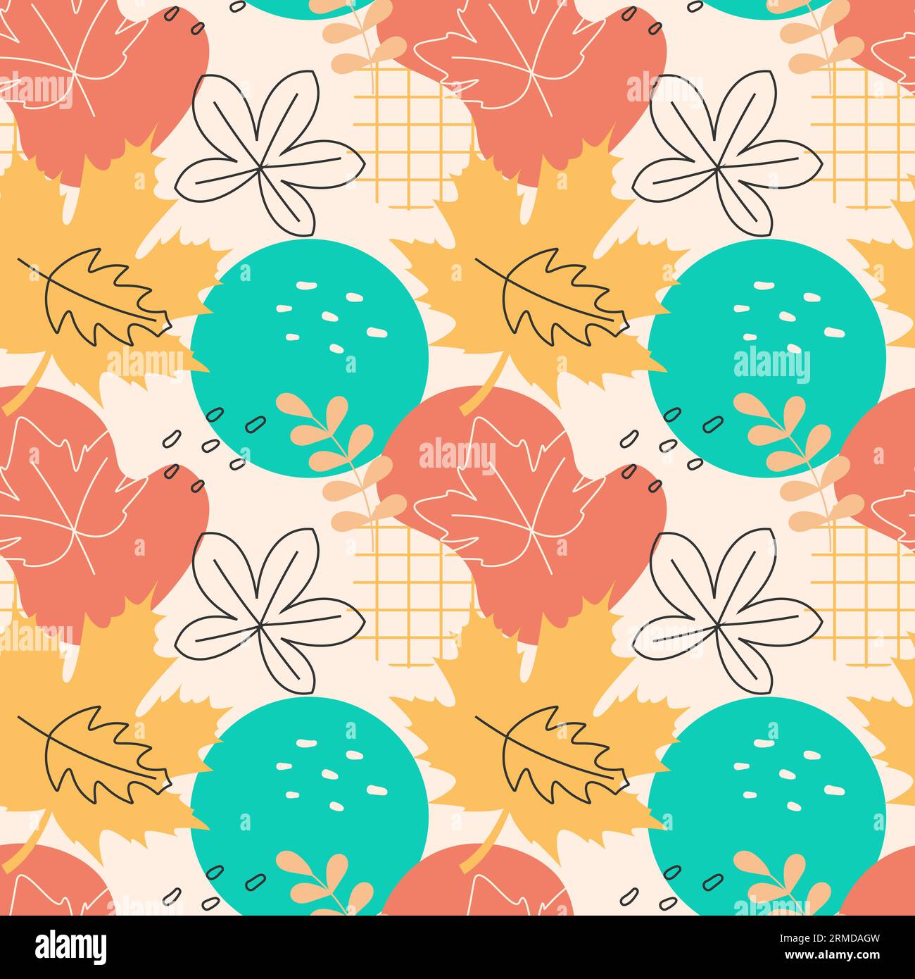 Autumn Season Seamless Pattern Design with Fall Elements in Template ...