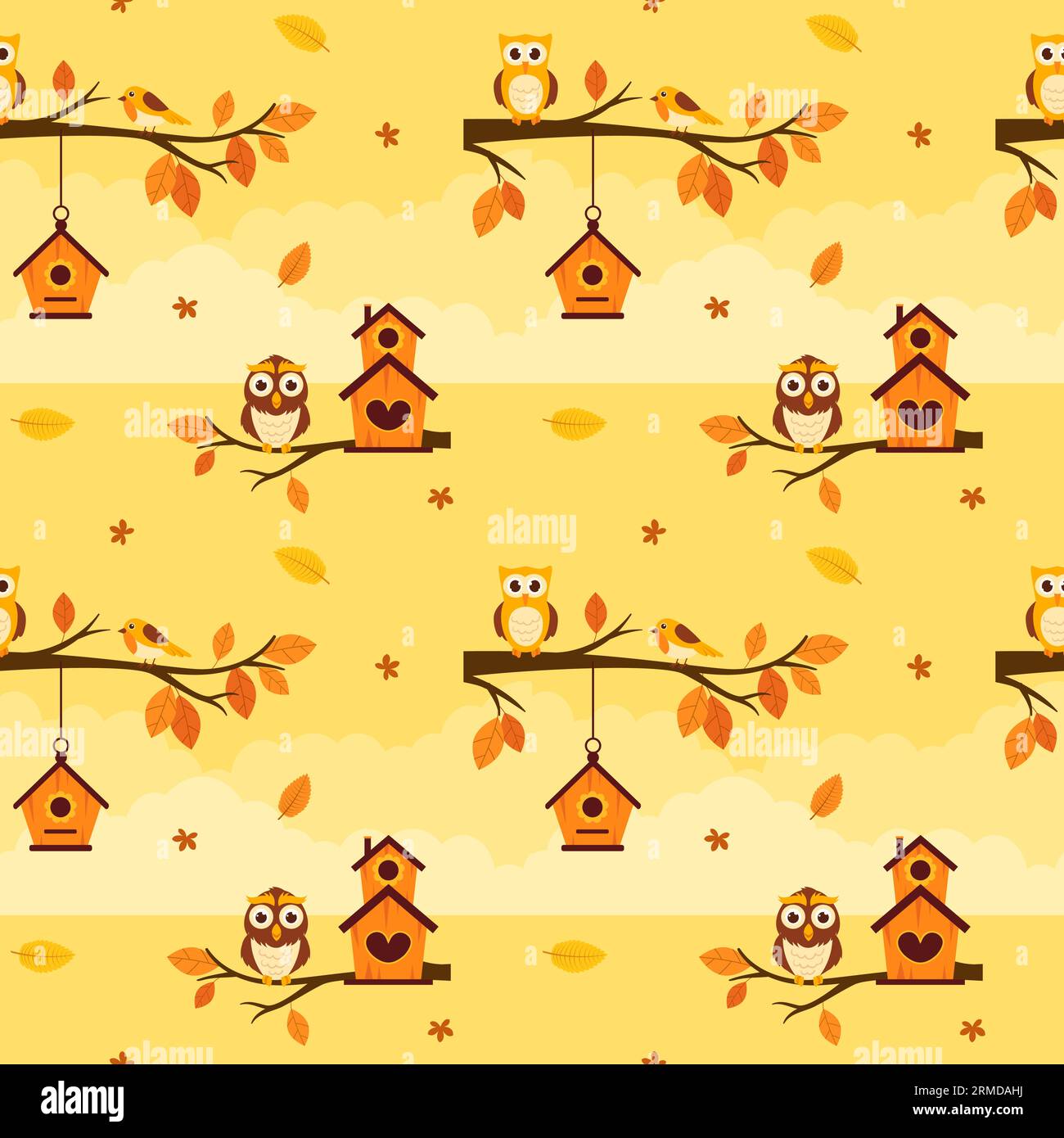 Autumn Season Seamless Pattern Design with Fall Elements in Template ...