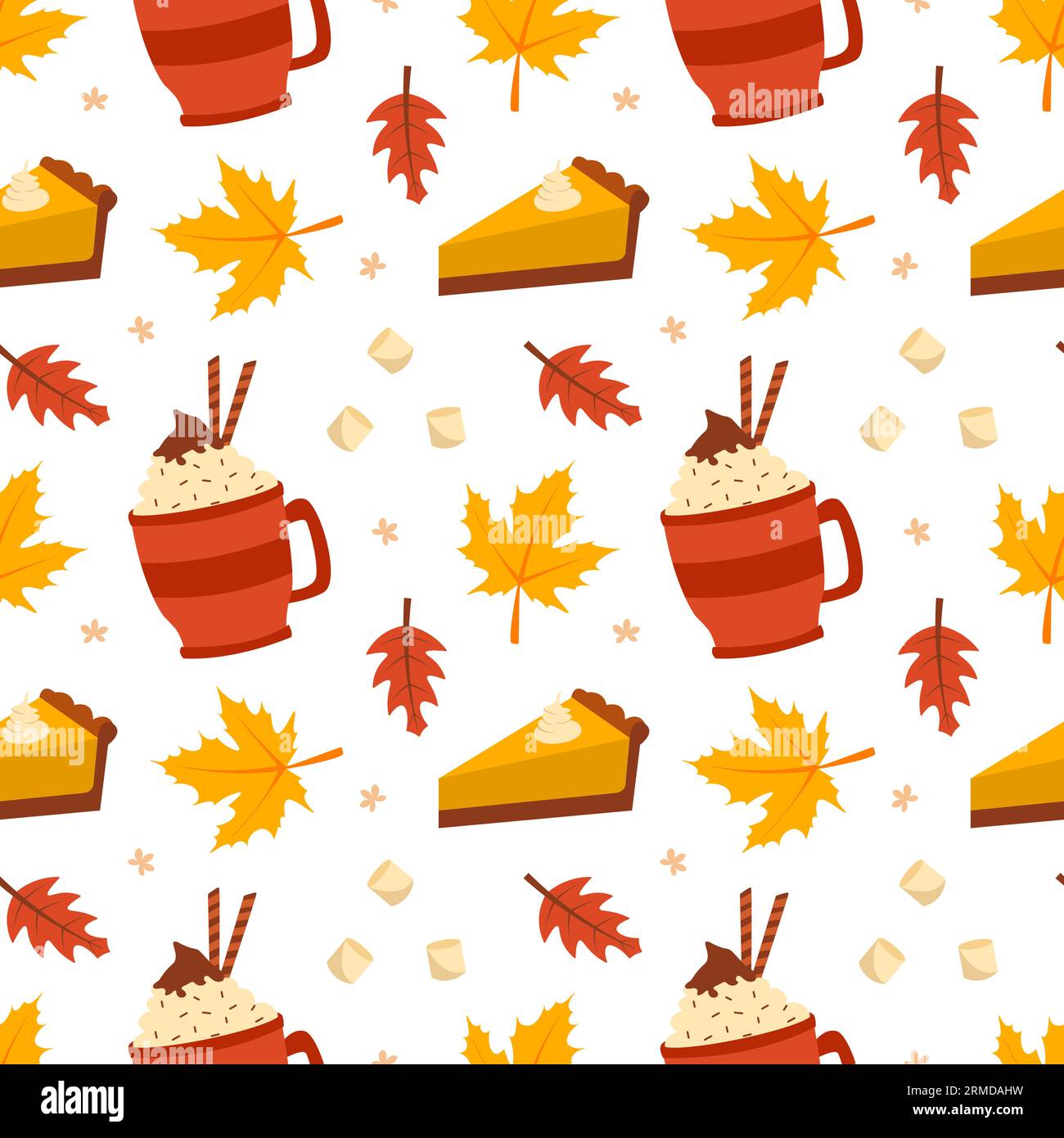 Autumn Season Seamless Pattern Design with Fall Elements in Template ...