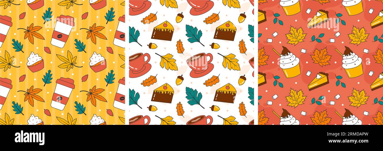 Autumn Season Seamless Pattern Design with Fall Elements in Template ...