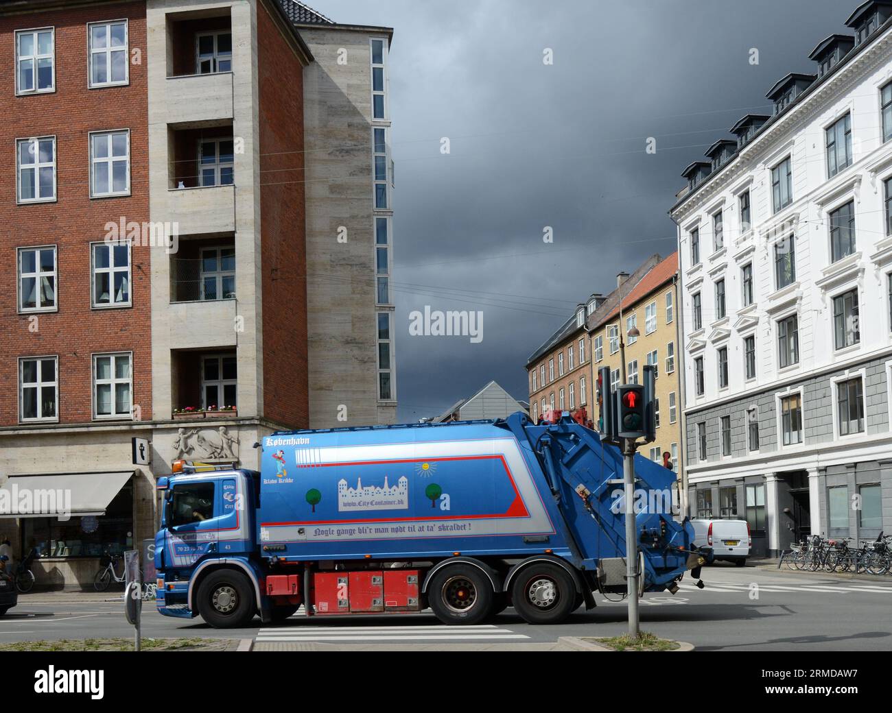 Copenhagen garbage truck Stock Photo - Alamy
