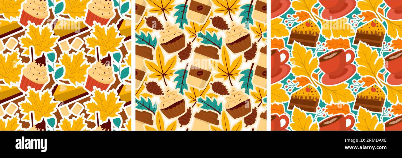 Autumn Season Seamless Pattern Design with Fall Elements in Template ...