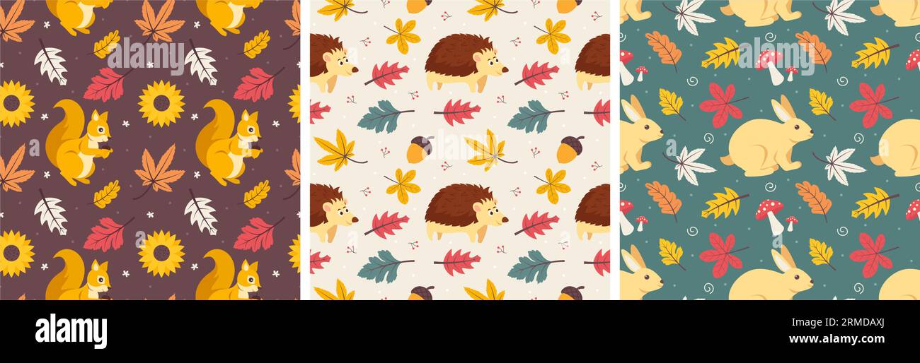 Autumn Season Seamless Pattern Design with Fall Elements in Template ...