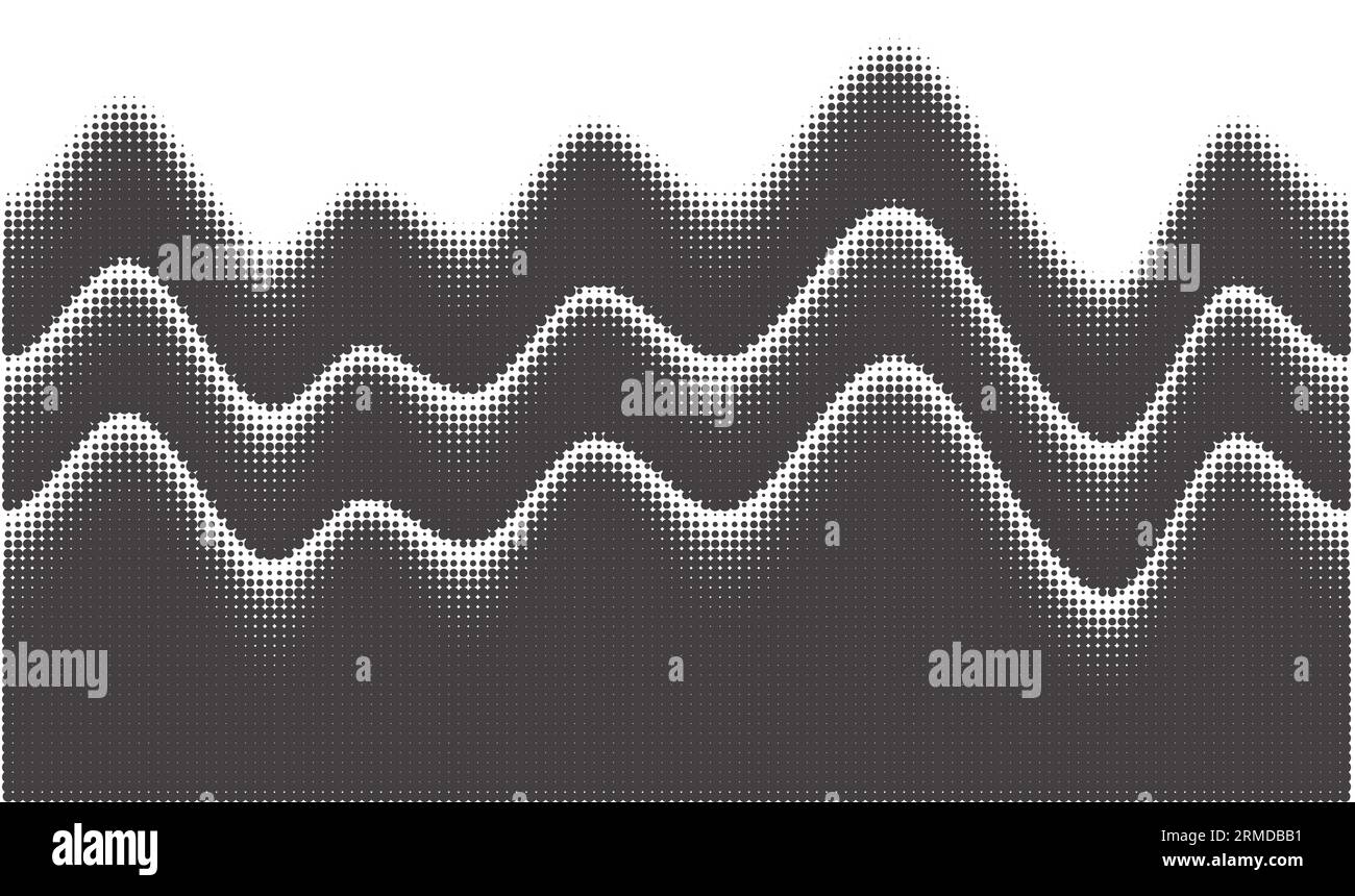 Dotted wave background. Halftone abstract vector gradient. Particle flow fade. Textured fluid ...