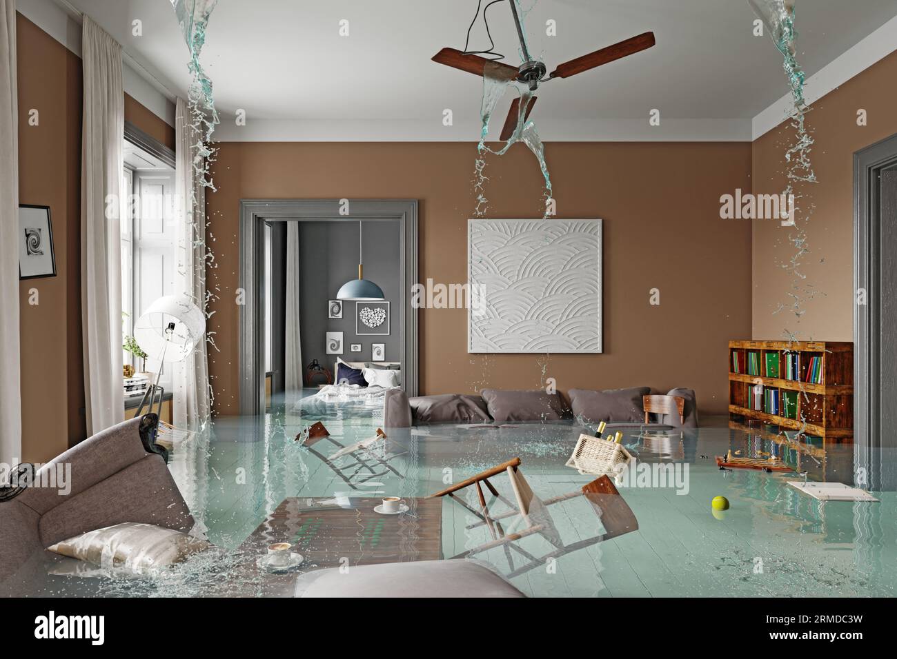 Flooding living interior Stock Photo - Alamy
