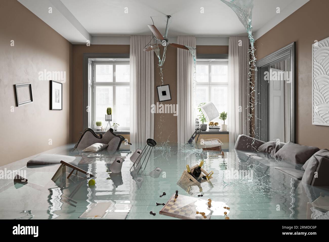 Flooding living interior Stock Photo - Alamy