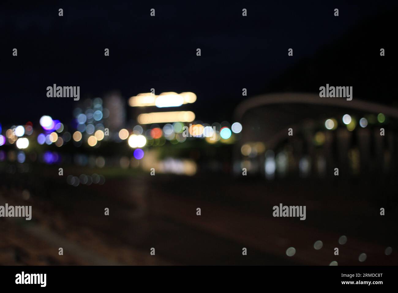 Summer night view and colorful round bokeh of Namgang River in Jinju-si ...