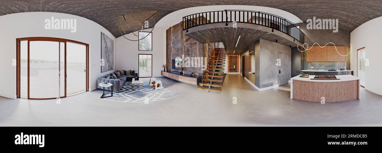 360 panorama of the living interior Stock Photo - Alamy