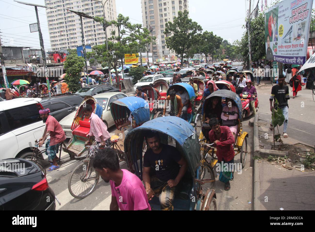 Dhaka, Bangladesh. August 27, 2023. A general view shows, Rickshaw ...