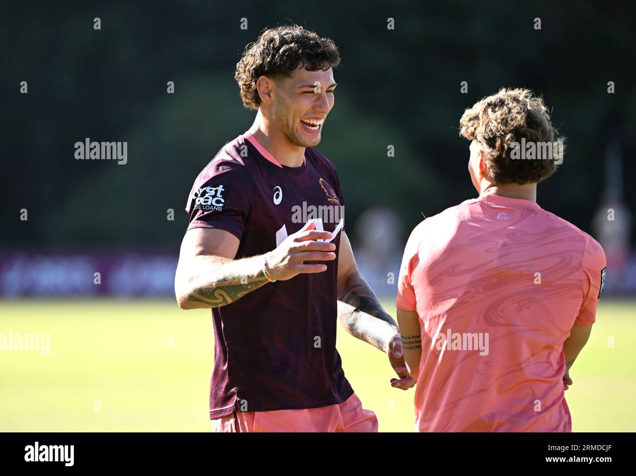 Brisbane, Australia. 28th Aug, 2023. Jordan Riki (left) is seen with ...
