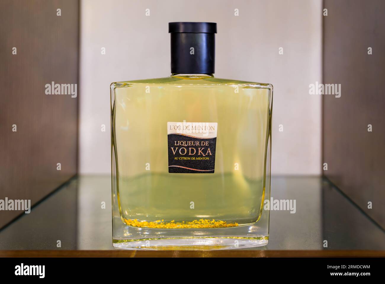 Menton, France - May 26, 2023: Colorful limoncello gourmet vodka ...